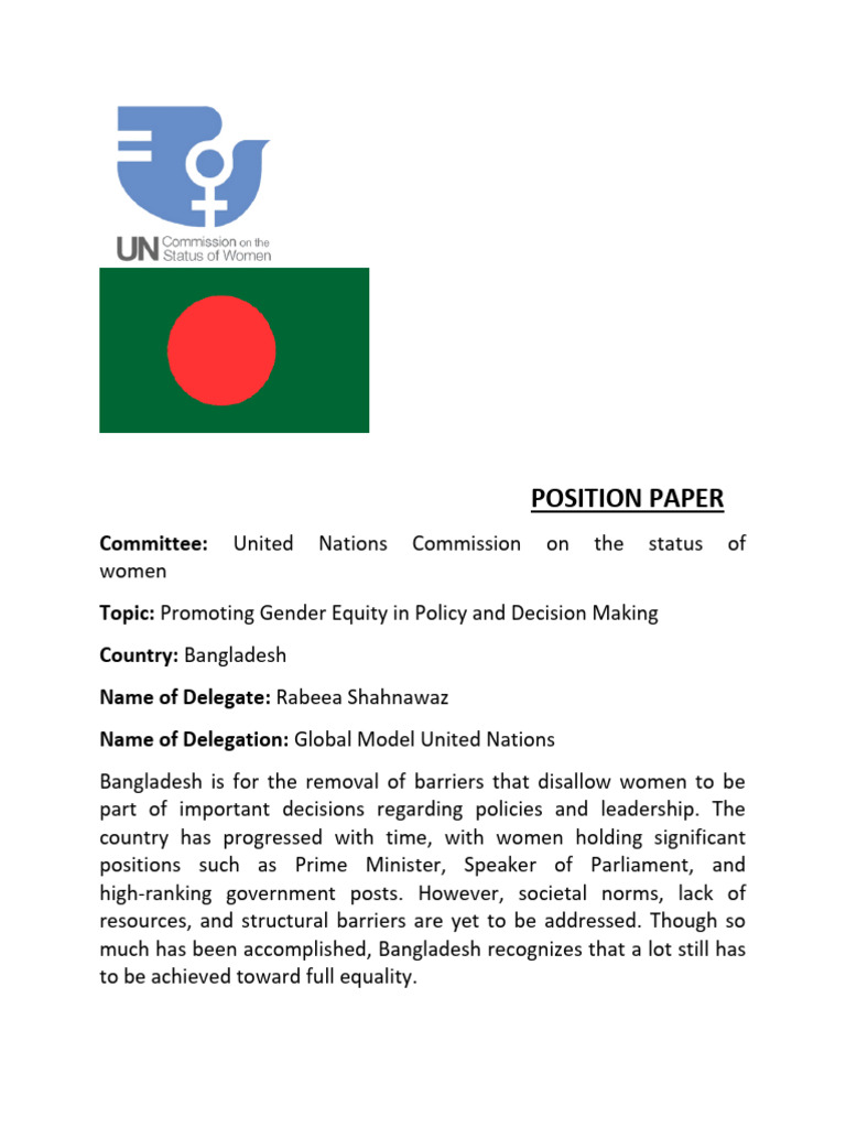 Position Paper Bangladesh | PDF | Gender Equality | Gender Studies
