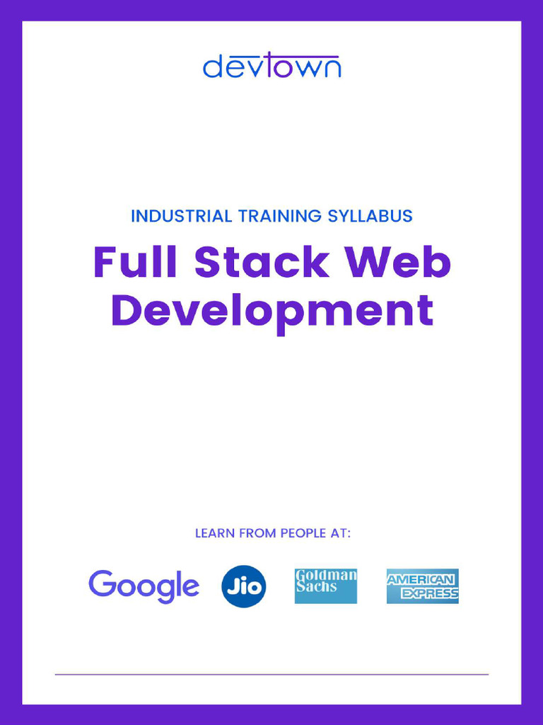 Full Stack Web Dev Live Syllabus Devtow | PDF