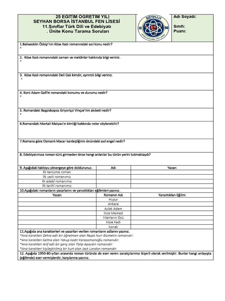 Ted 6. Üni̇te Tarama | PDF