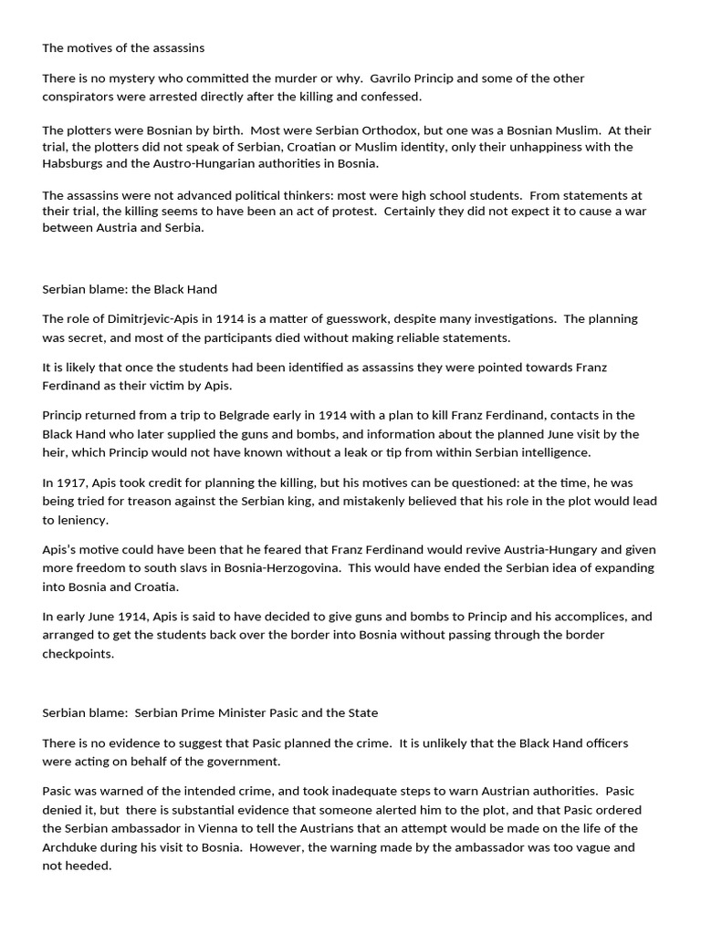 Assassination in Sarajevo | PDF | Austria Hungary