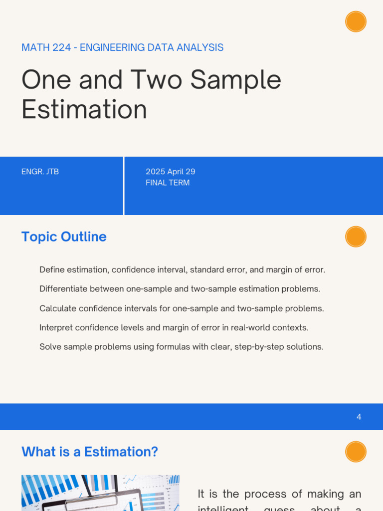 One and Two Sample Estimation | PDF | Confidence Interval | Estimation