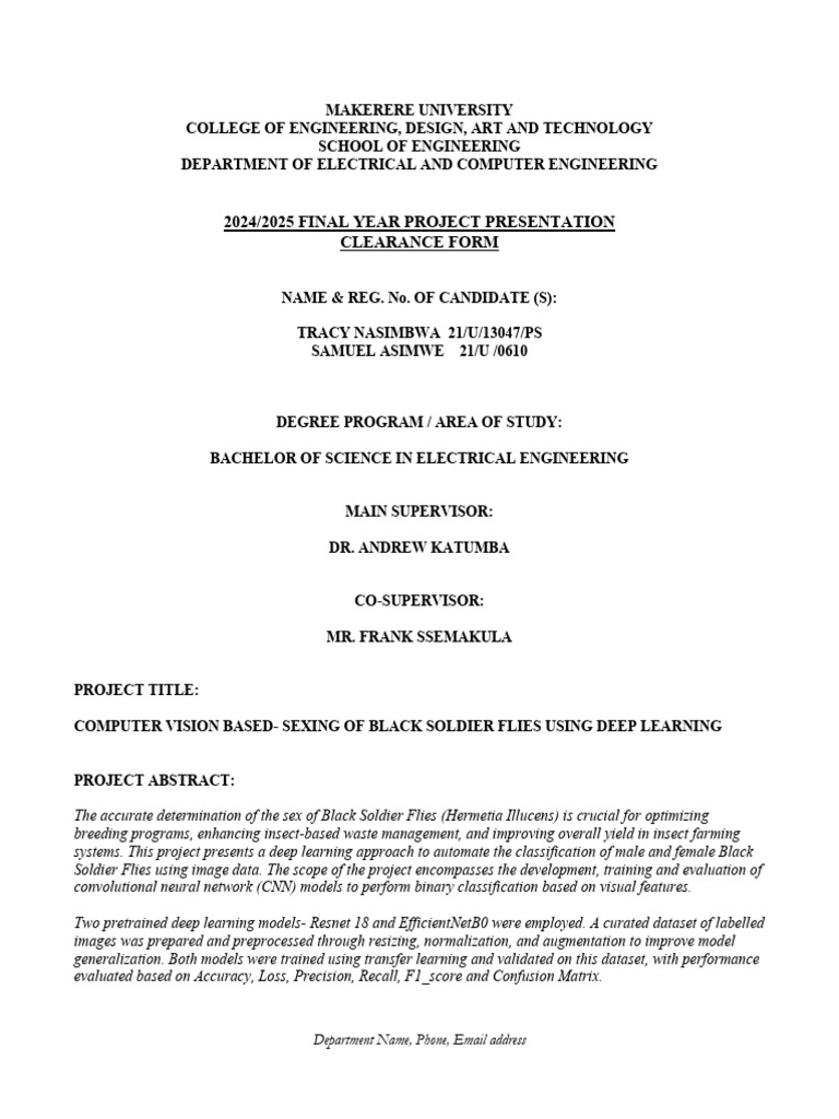 Final Project Clearance Form For Tracy and Samuel | PDF | Deep Learning ...