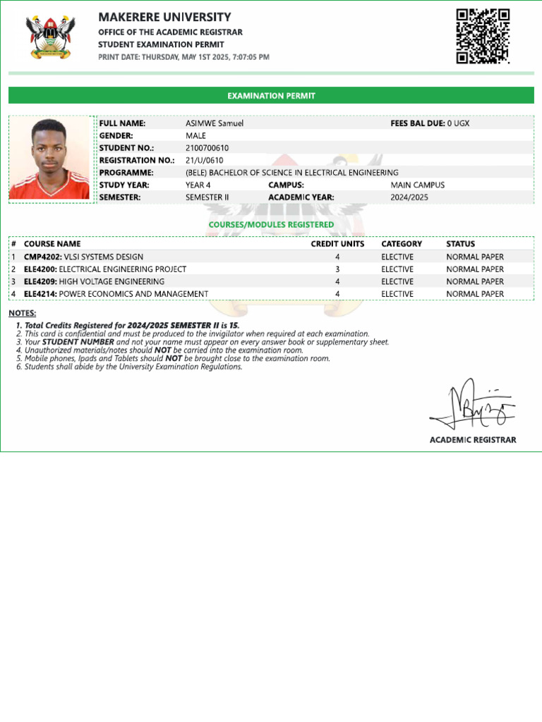 Exam Permit | PDF