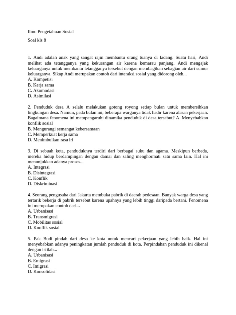 Soal IPS Kelas 8 | PDF