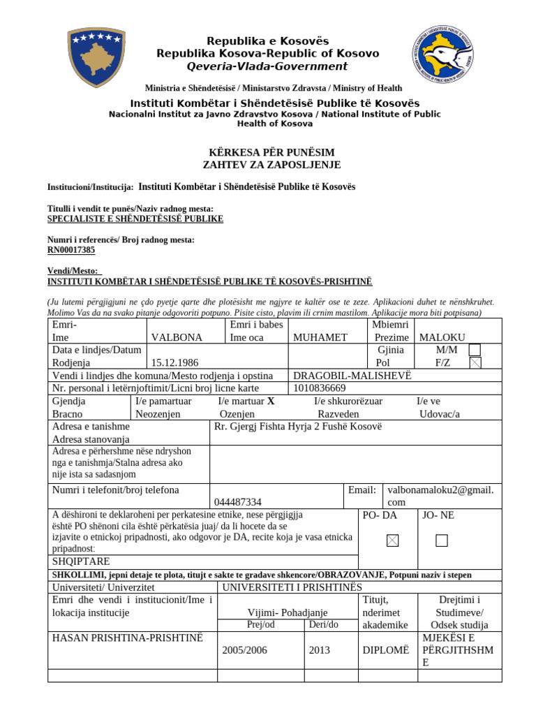 Kerkesa Per Punesim E PERFUNDUAR | PDF