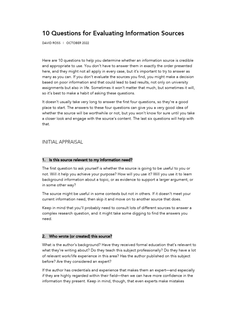 Evaluating Information Sources Effectively | PDF | Primary Sources | Expert