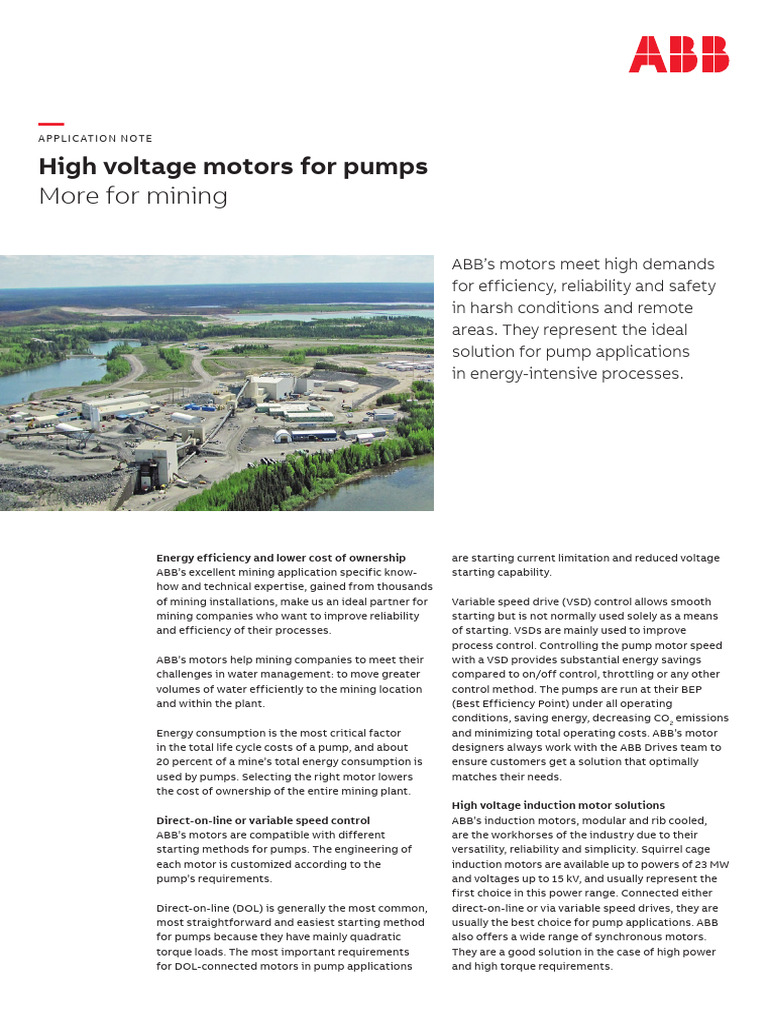 ABB High Voltage Motors for Pumps | PDF | Electric Motor | Pump