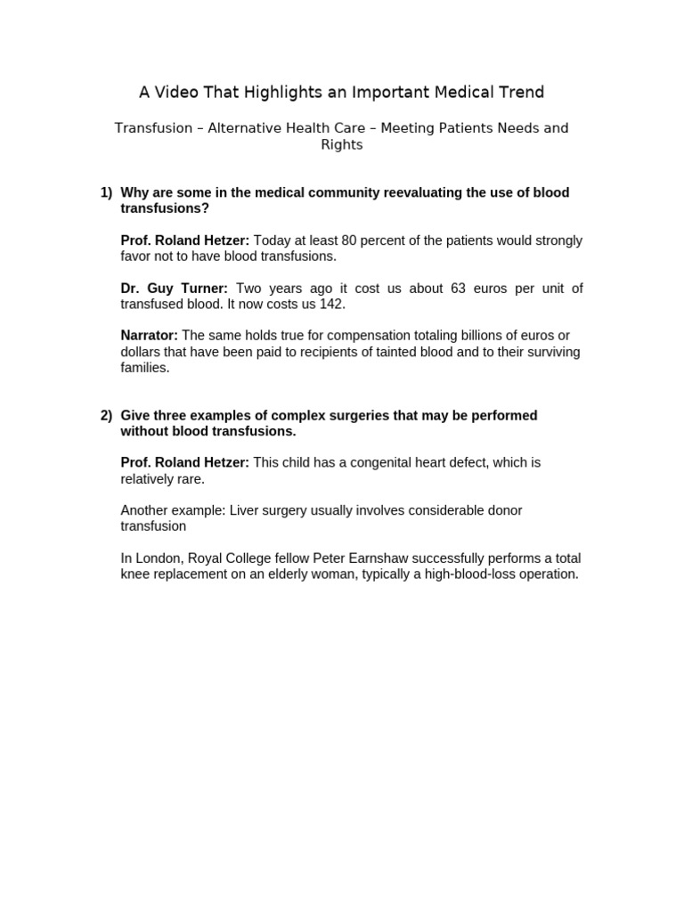 A Video That Highlights An Important Medical Trend | PDF | Blood ...