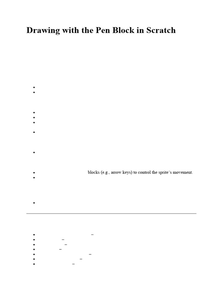 Drawing With The Pen Block in Scratch | PDF