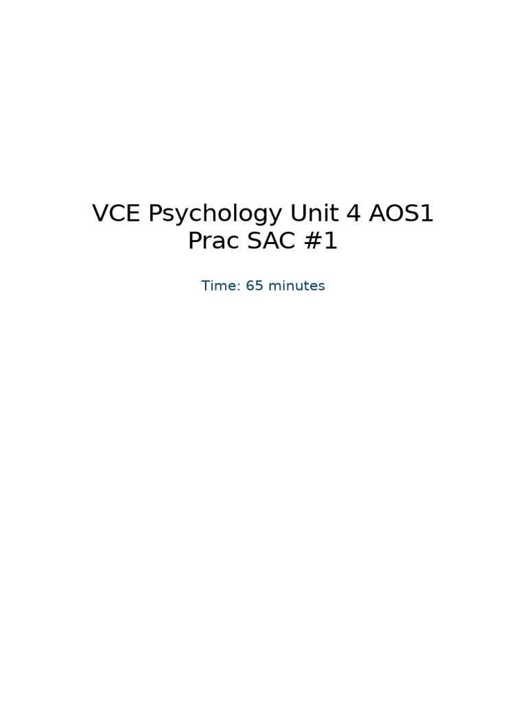 VCE Psychology Unit 4 AOS1 Practice SAC | PDF | Sleep | Sleep Deprivation