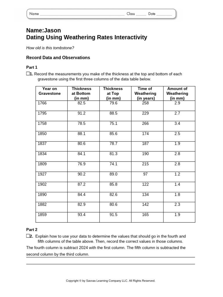 Worksheet 6 12 Weathering | PDF