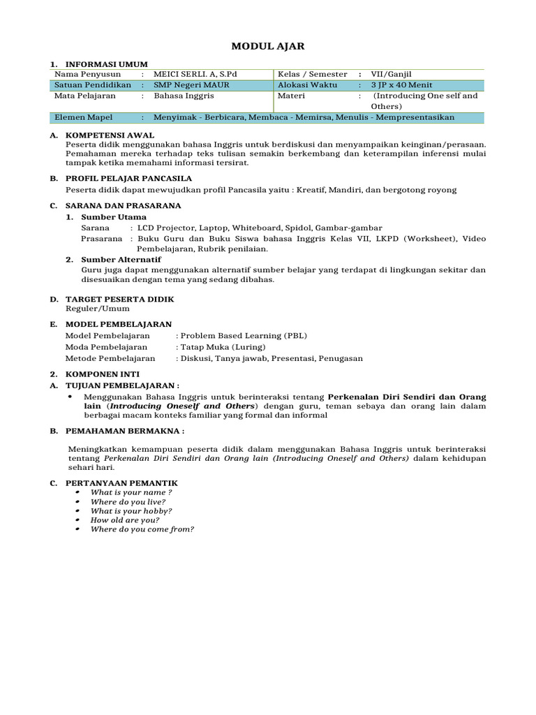 Modul Ajar Chapter 1.2 | PDF