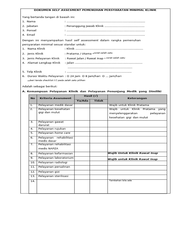 SA Ceklis KLINIK | PDF