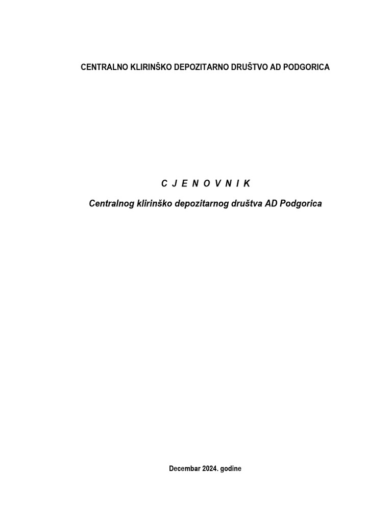 Cjenovnik CKDD-a | PDF
