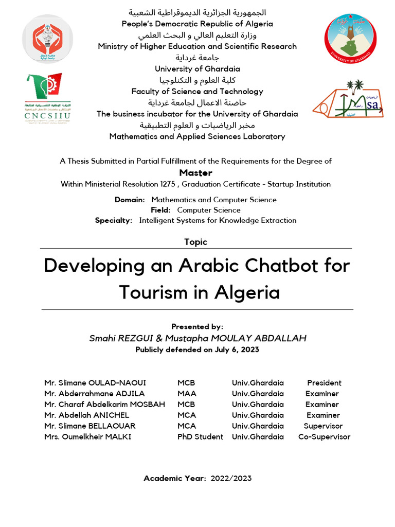Developing An Arabic Chatbot For Tourism in Algeria 2222222 | PDF ...