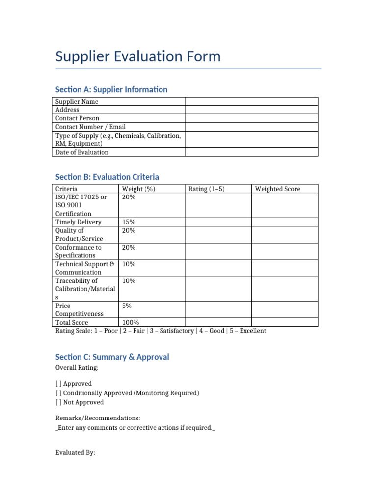 Supplier_Evaluation_Form | PDF