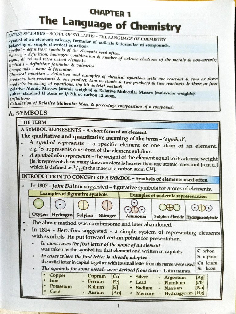 Chapter 1 - Language of Chemistry | PDF | Valence (Chemistry) | Molecules