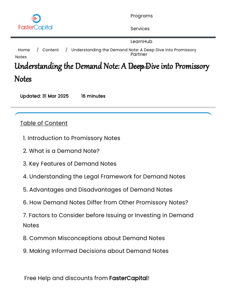 Understanding The Demand Note - A Deep Dive Into Promissory Notes ...