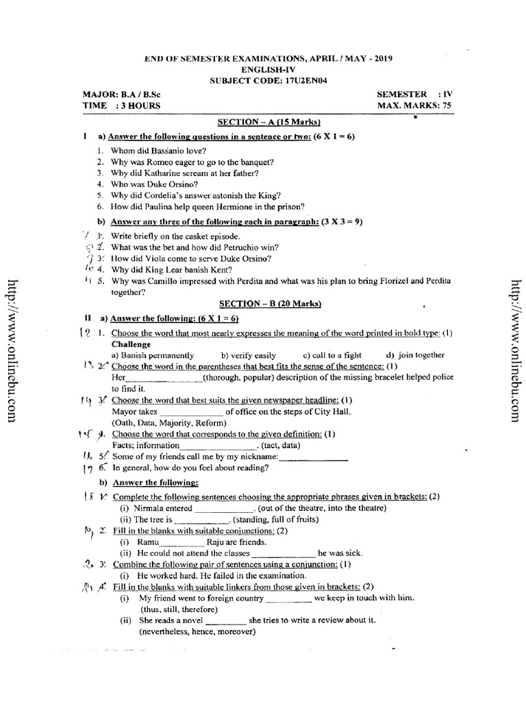 Ba BSC 4 Sem English 4 17u2en04 May 2019 | PDF