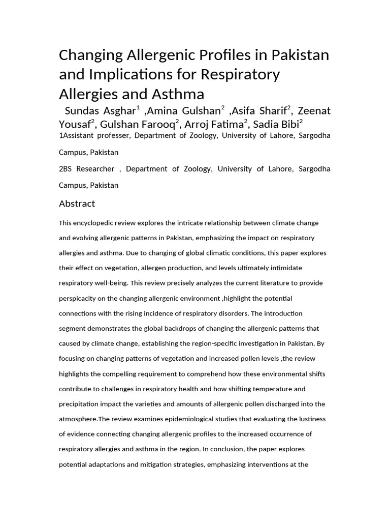 Climate Change and Allergies in Pakistan | PDF | Allergy | Allergen