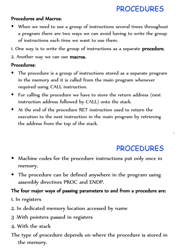 Procedures and Macros in Assembly | PDF | Assembly Language | Macro ...