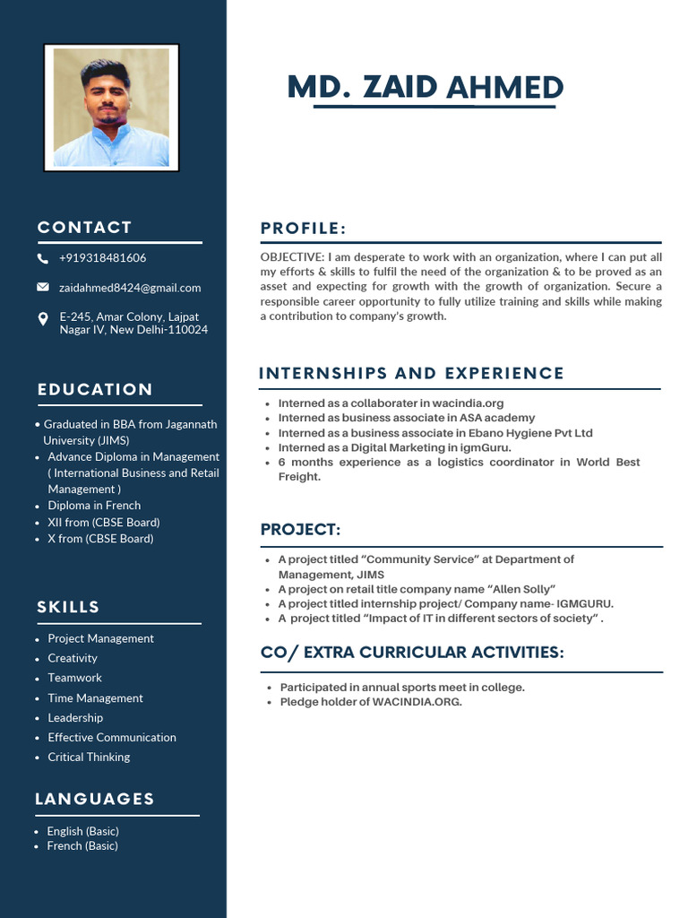 Zaid Ahmed CV | PDF