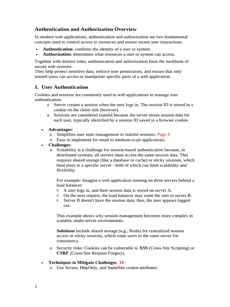 Authentication and Authorization Overview | PDF | Http Cookie | World Wide Web