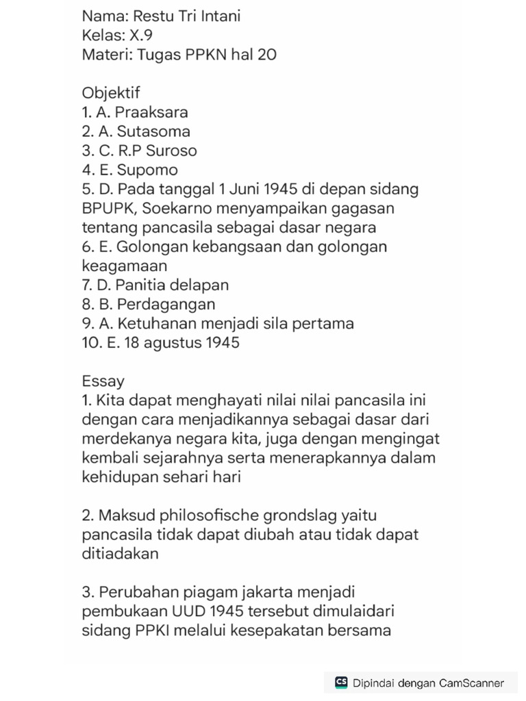 Restu Tri Intani - PPKN Hal 20 | PDF