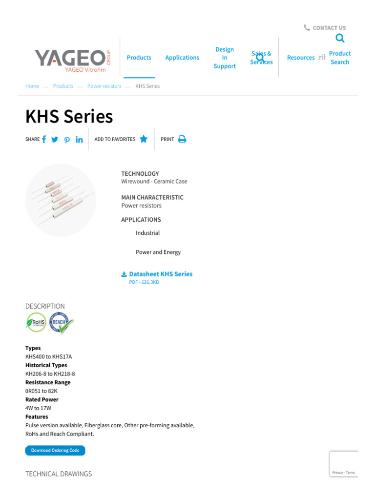 KHS Series Power Resistors Products Vitrohm - Resistors | PDF ...