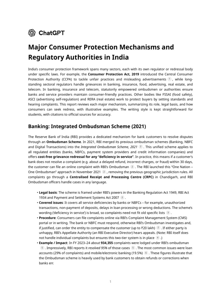 Major Consumer Protection Mechanisms and Regulatory Authorities in ...