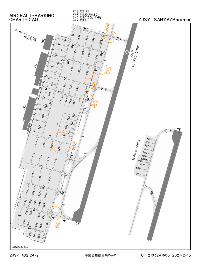 Chart-Icao Aircraft-Parking ZJSY SANYA/Phoenix: TWR 118.15 (118.85 ...