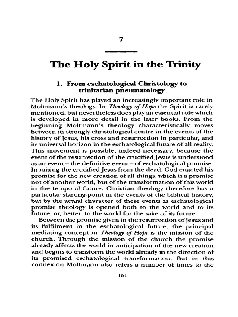 Theology of Jürgen Moltmann - (7 The Holy Spirit in The Trinity) | PDF | Trinity | Resurrection ...