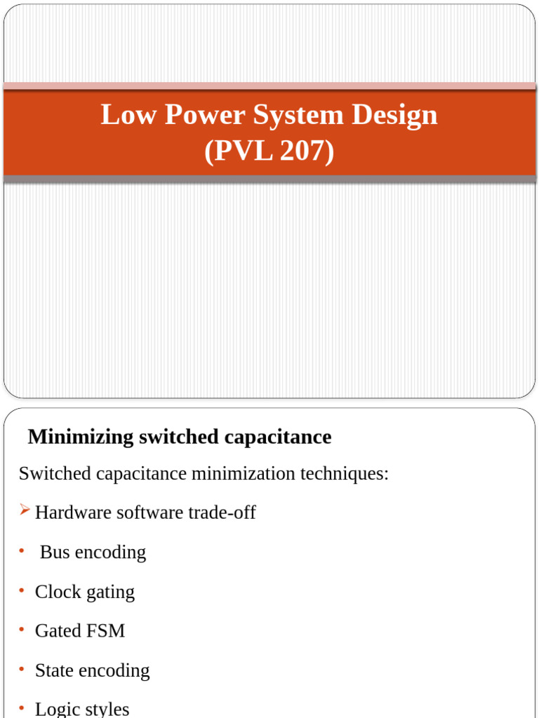 PVL 207 Lec 11 (Minimizing Switched Capacitances) | PDF | Bit | Computing