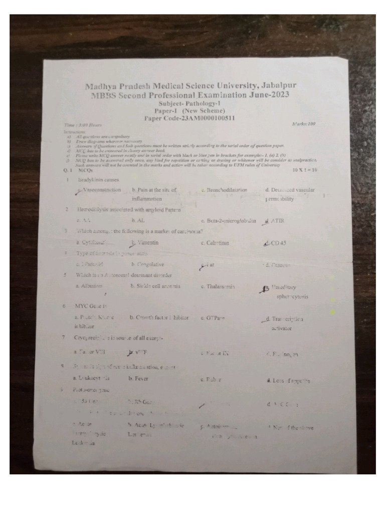 pathology paper 1 2023 | PDF