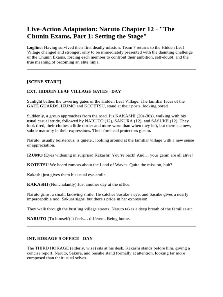 Naruto Live Action Adaptation - Chapter 12 | PDF