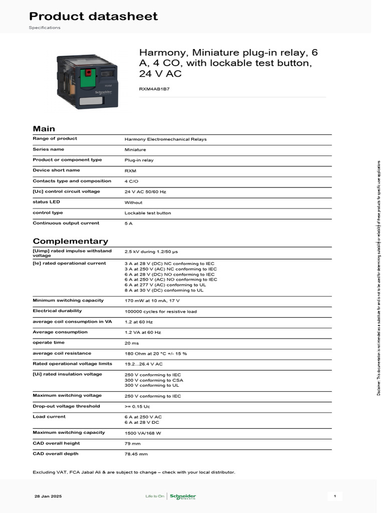 Schneider Electric - Zelio-Relays - RXM4AB1B7 | PDF | Relay ...