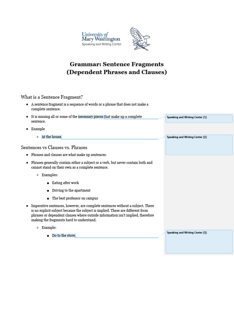 Distinguishing Fragments and Clauses | PDF | Sentence (Linguistics ...