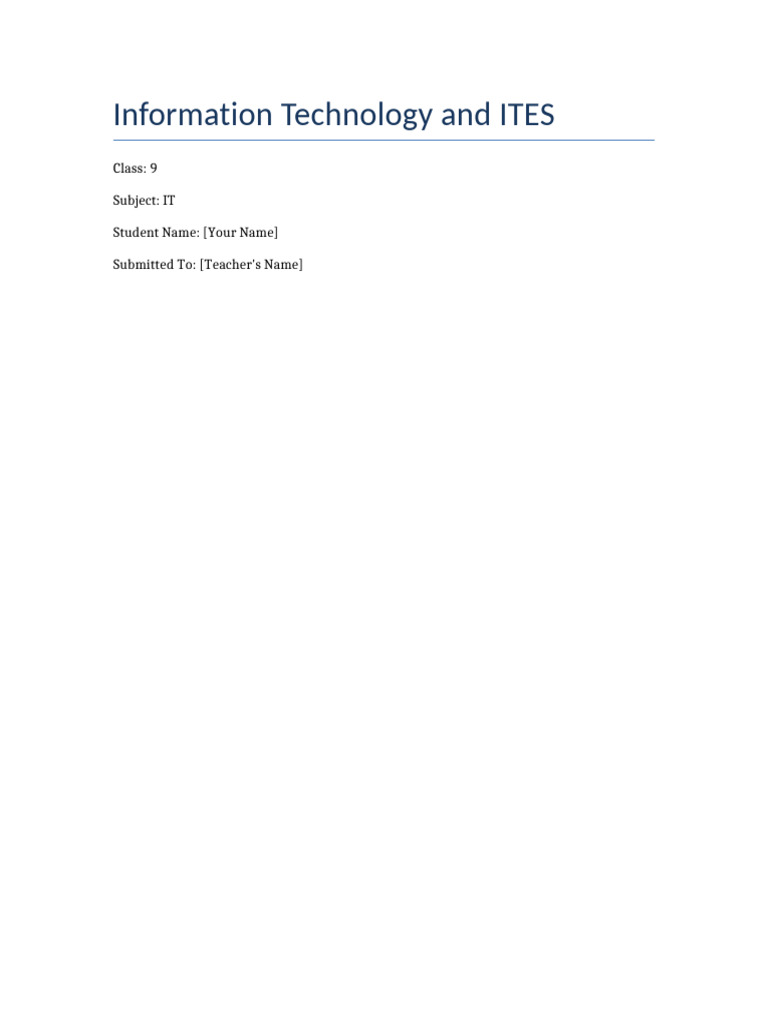 IT and ITES Overview for Class 9 | PDF | Outsourcing | Computer Security