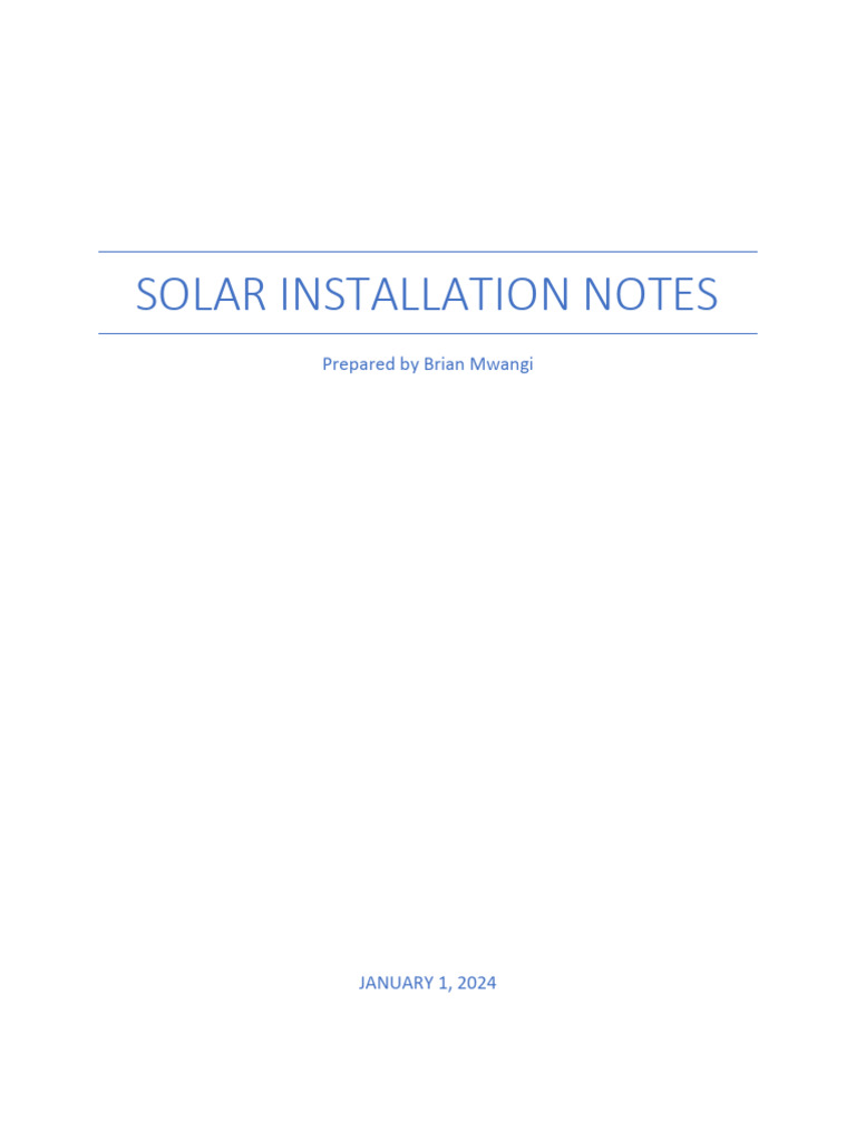 Solar Installation PDF Notes | PDF | Photovoltaic System | Solar Panel