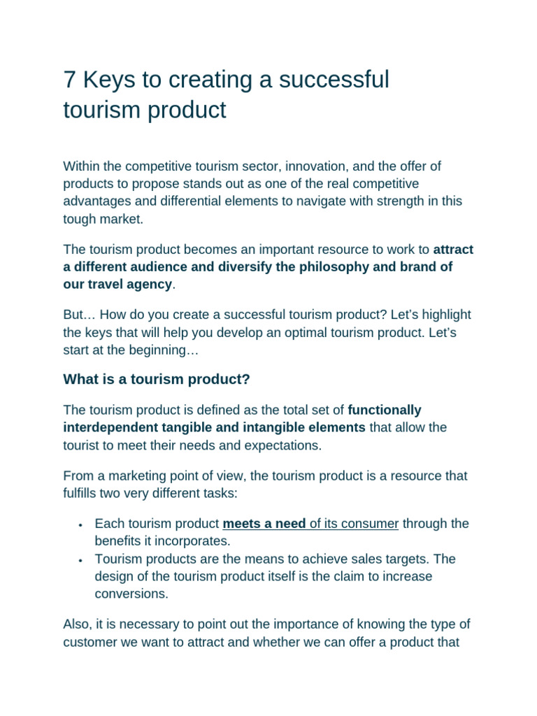 7 Keys to Successful Tourism Products | PDF | Tourism | Conservation ...