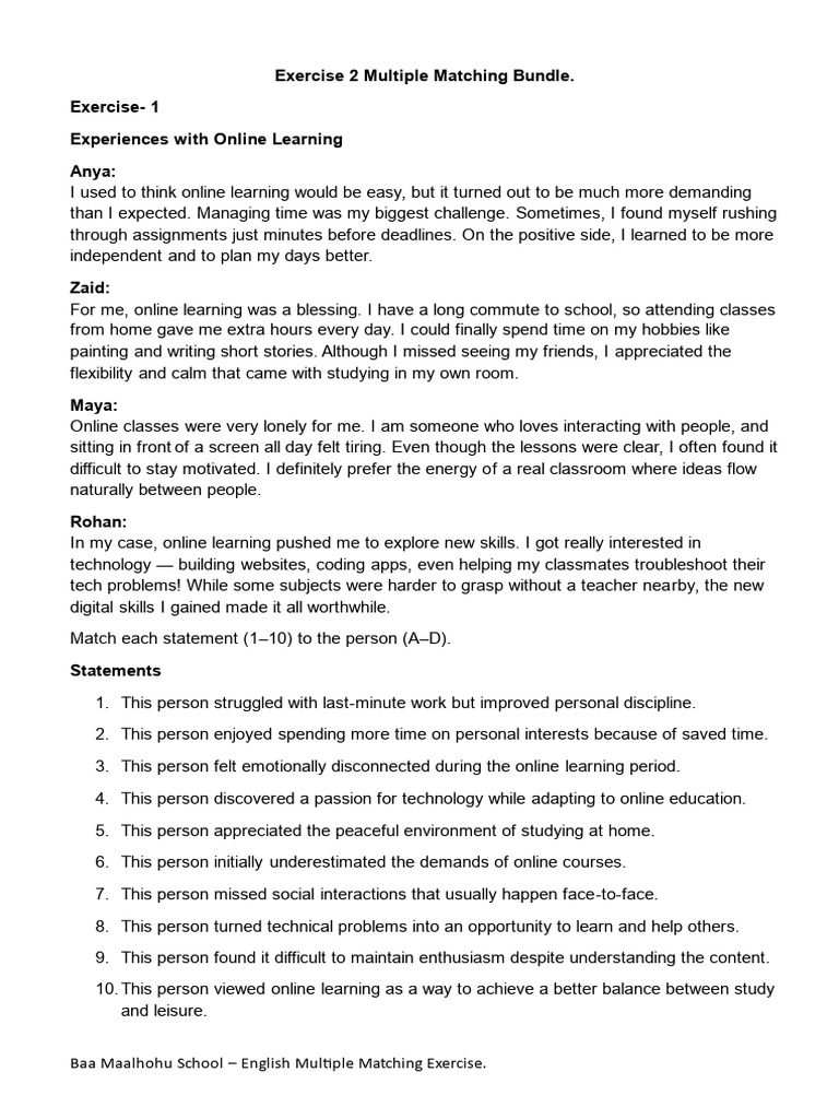 Multiple matching - Bundle | PDF | Educational Technology | Tourism