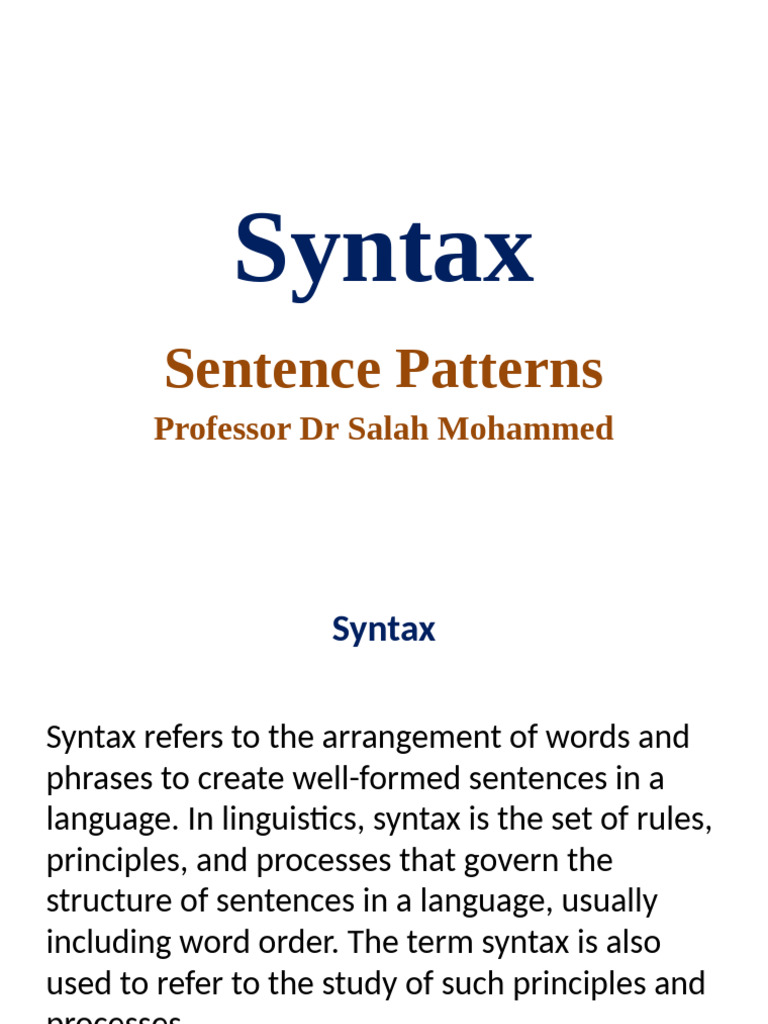 1.syntax Sentence-Patterns | PDF | Part Of Speech | Word
