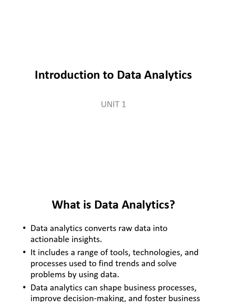 Data Analytics Unit 1 Part 1 Pdf Data Big Data 1901