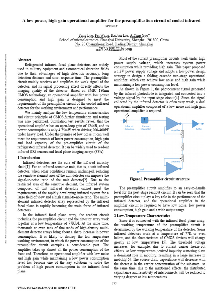 A Low-Power High-Gain Operational Amplifier For The Preamplification ...