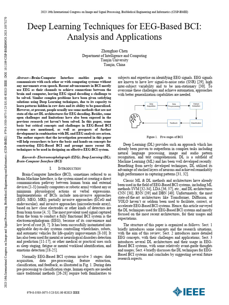 Deep Learning Techniques for EEG-Based BCI Analysis and Applications | PDF | Event Related ...