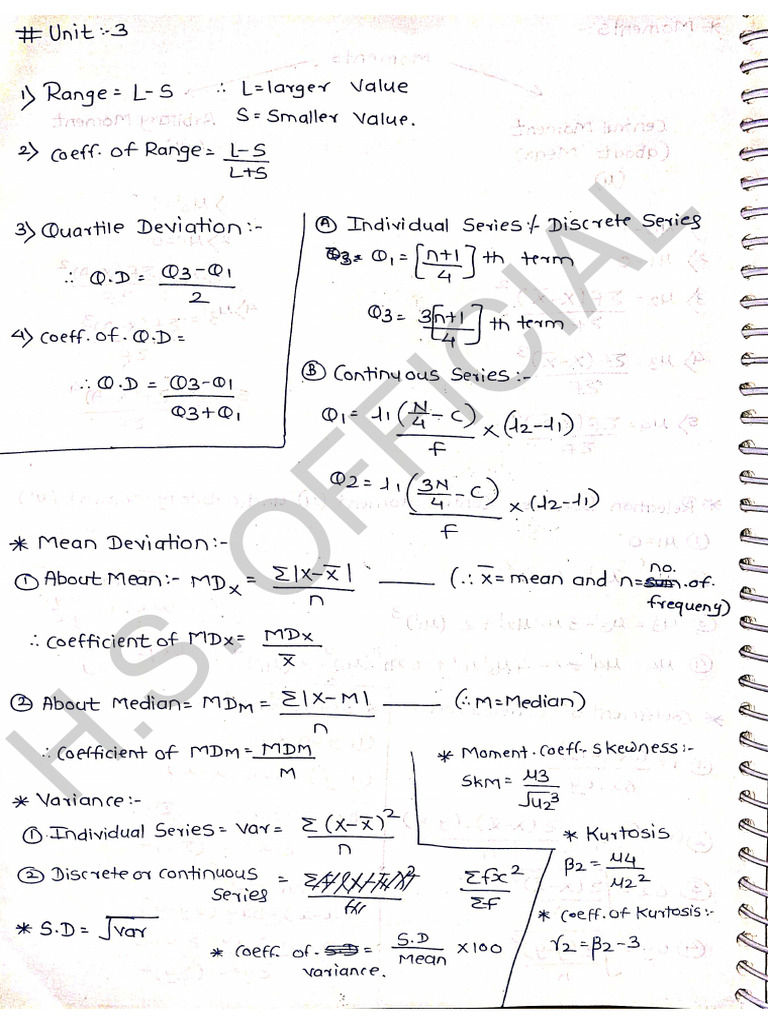 Stat Unit 3 Formula | PDF
