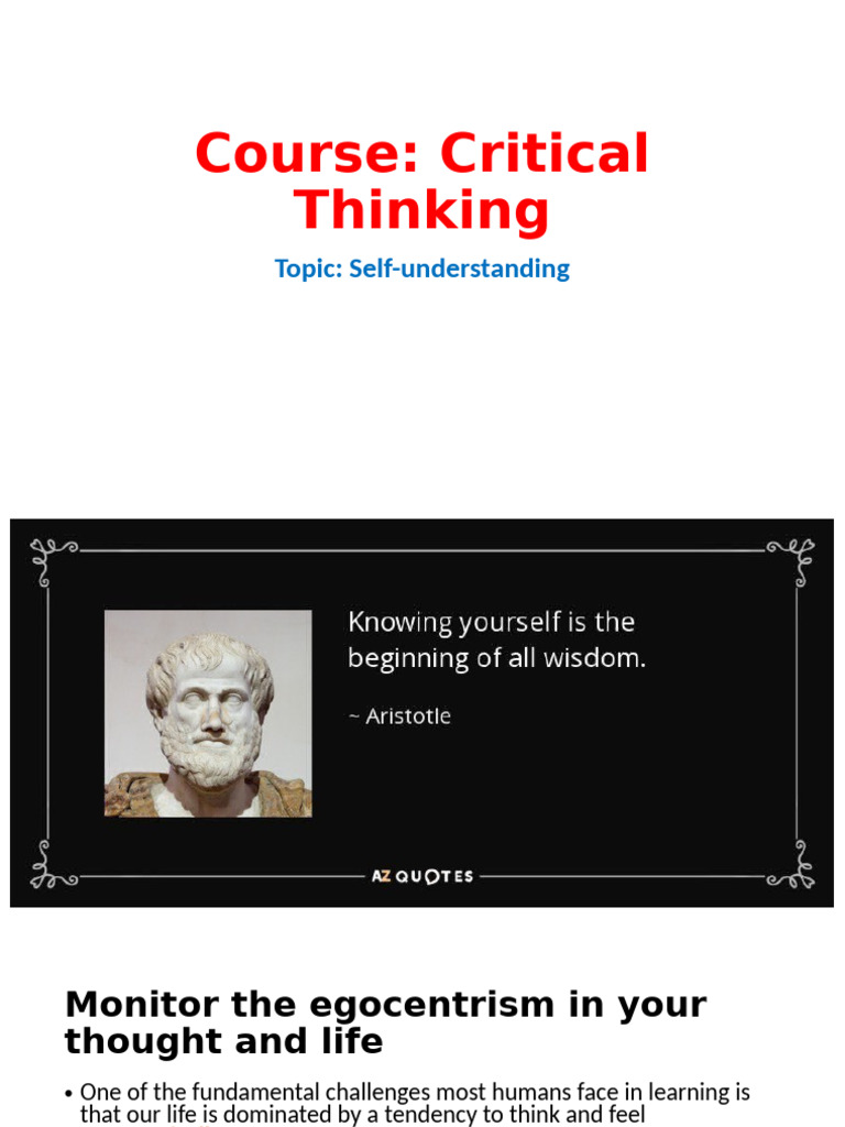 Critical Thinking FD-1 | PDF | Thought | Feeling