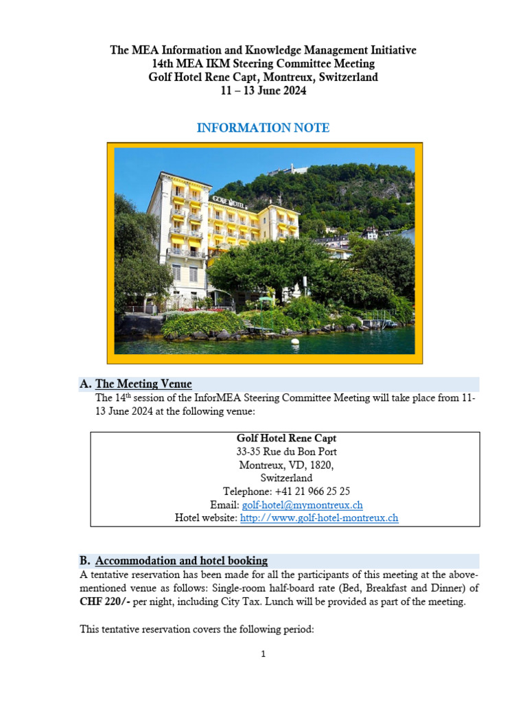InforMEA-SCM14-Information Note For Participants-June 2024 | PDF | Ac ...