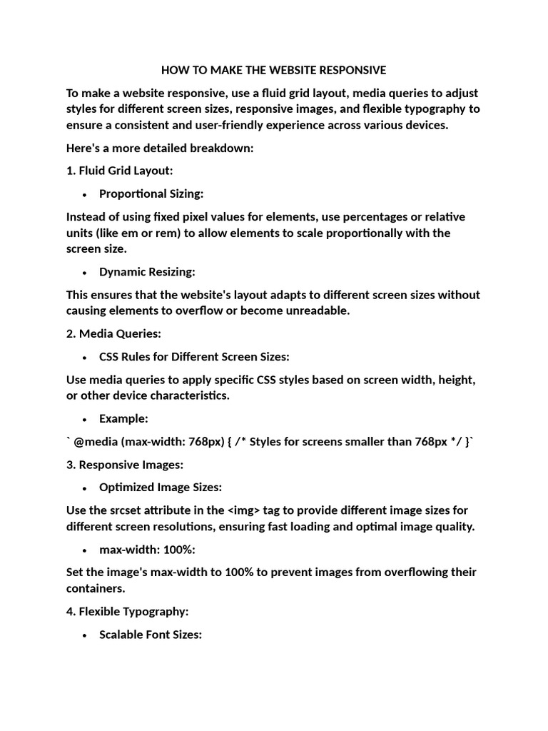 HOW TO MAKE THE WEBSITE RESPONSIVE | PDF | Responsive Web Design | Page ...