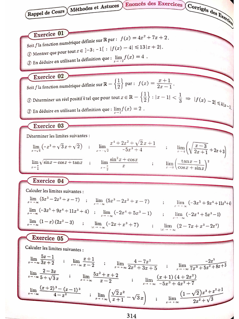 Limite D'une Fonction Numérique 1bac SM Dima Dima | PDF